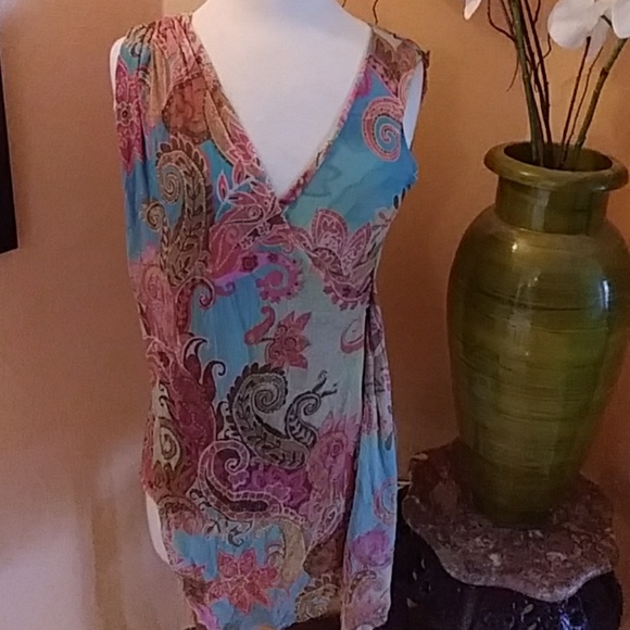 Johnny Heaven | Tops | Johnny Heaven Boho Stretch Mesh Paisley Top Sz L ...